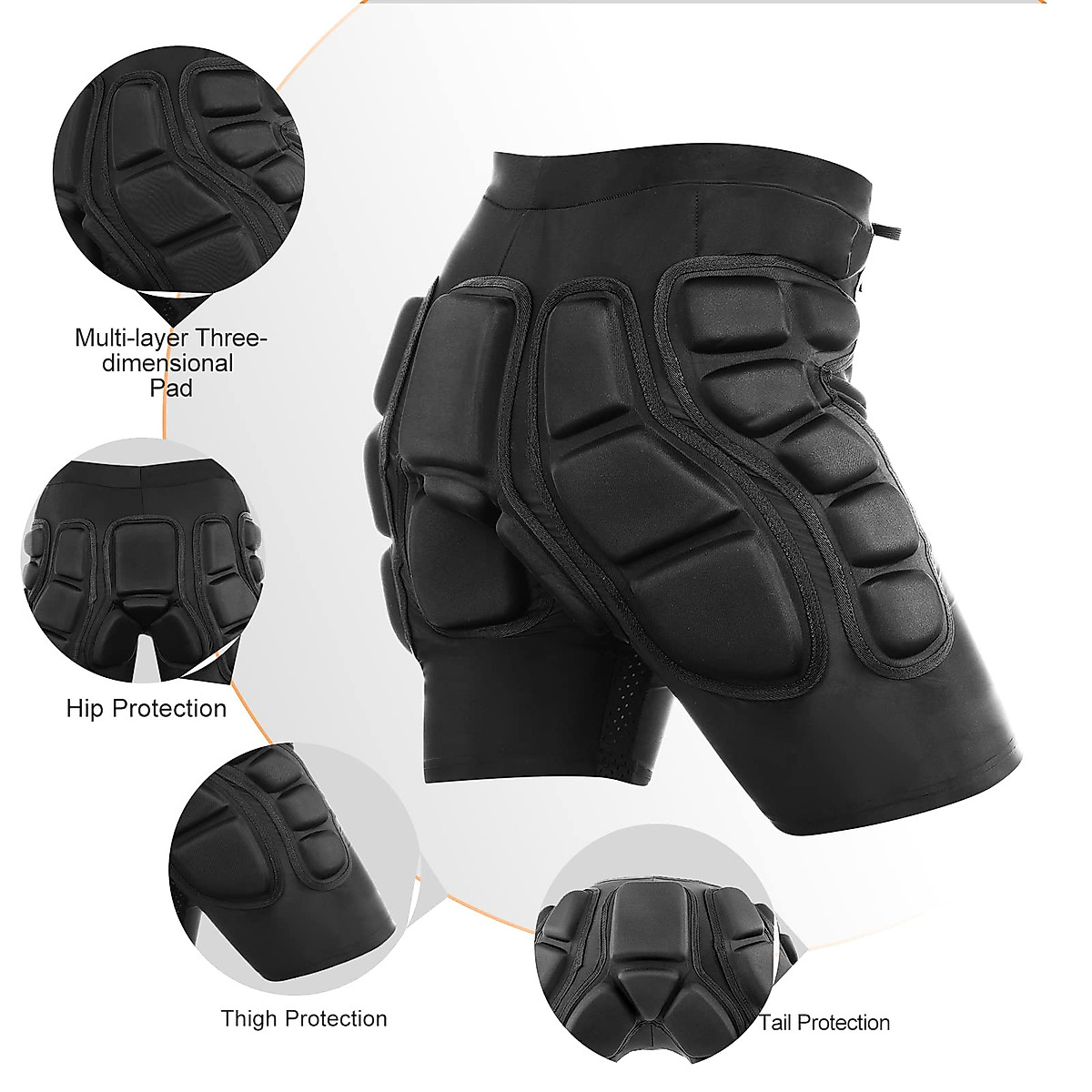 Relaxyee Protective Padded Shorts, Impact Resistance Sportswear Outdoor Impact Protective Gear for Snowboard, Skate, Ski, Skateboard, Unisex, 3D Protection for Hip, Butt and Tailbone (Small)