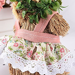 Okngr Easter Bunny Straw Figurine, Standing Rabbit Statue,Handmade Straw Cute Bunny Ornament, Easter Day Straw Bunny Figurine Decor Handmade Ornaments Gifts for Home Table Decorations