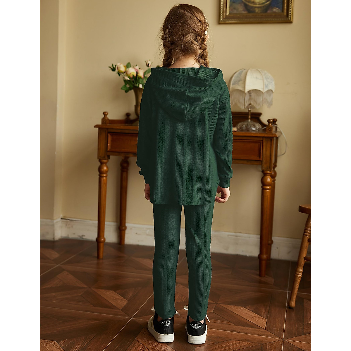 Arshiner Kids Clothing Set 2 Piece Outfits for Girls Rib-Knit Sweatsuits Cute Pullover Sweatshirt and Sweatpants Kids Tracksuits