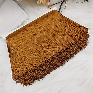 Dortrue 10 Yards of 8" Brown Fringe Trim Tassel Sewing Trim for Clothes Accessories Latin Wedding Dress DIY Lamp Shade Decoration