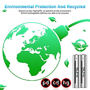 SUKAI AA AAA Rechargeable Batteries Combo - 12 Pack 1100mAh AAA & 12 Pack 2800mAh AA Rechargeable Batteries 1.2V High Capacity Low self-Discharge Ni-MH Battery