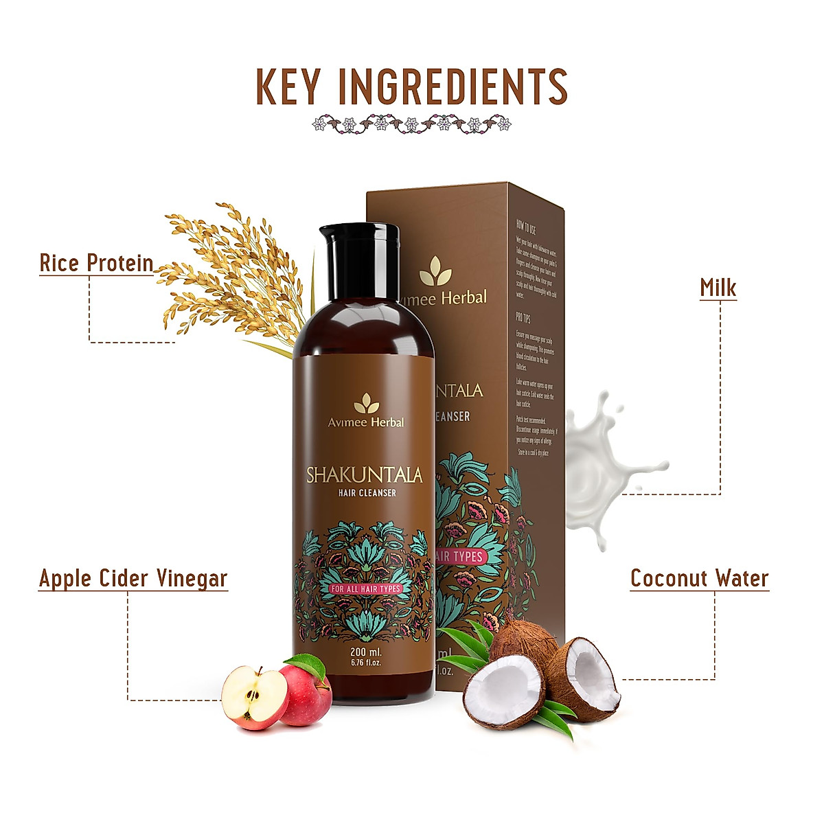 AVIMEE HERBAL Shakuntala Hair Cleanser | For All Hair Type | Recommended For Daily Use | SLS & Paraben Free | Reduces Dandruff with Curd & Milk | 200 ml