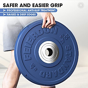 FEIERDUN 2" Color Olympic Bumper Plate Weight Plate for Strength Training - 100% Virgin Rubber