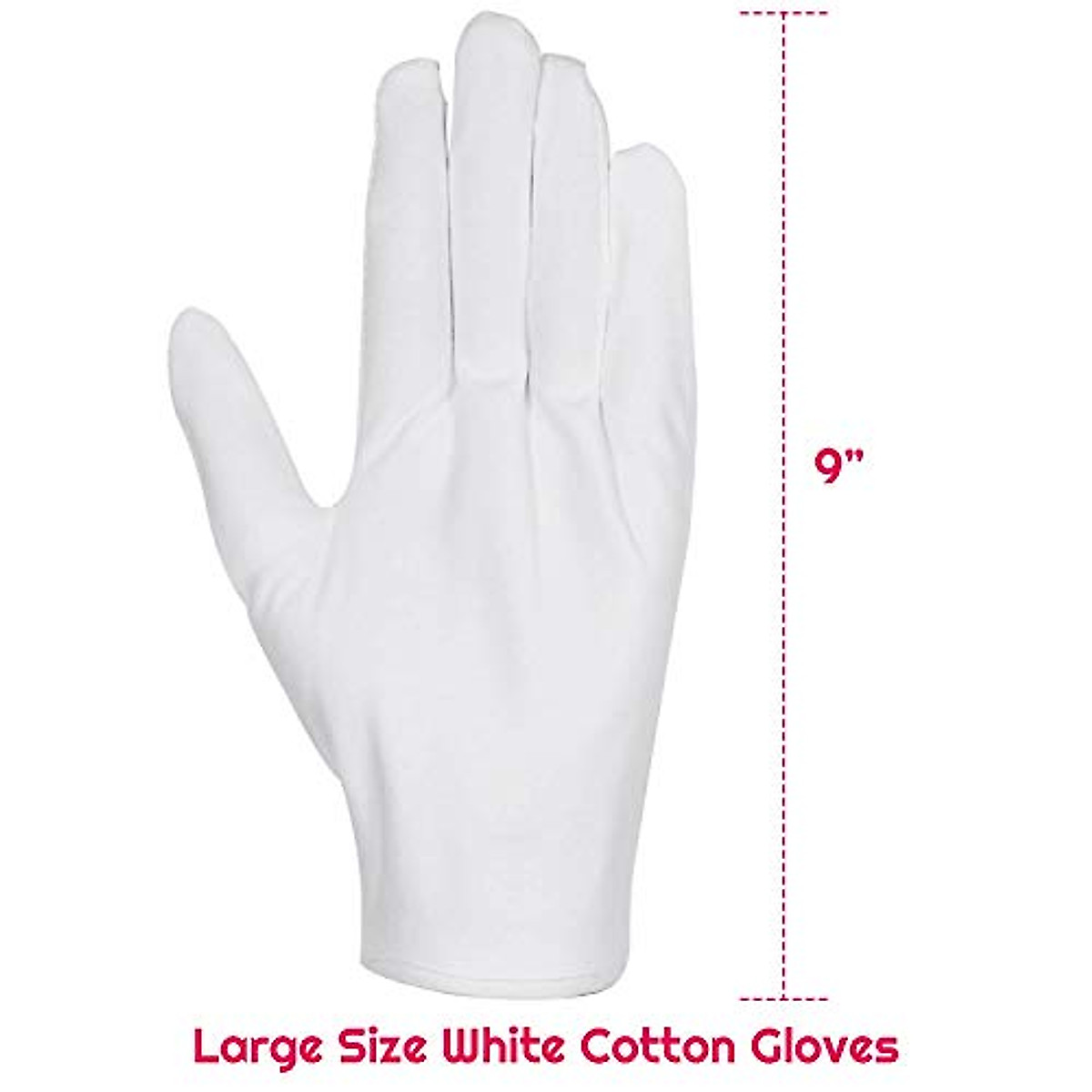 White Cotton Gloves, Anezus 6 Pairs Cotton Gloves Large Cloth Gloves for Women Dry Hands Eczema Moisturizing Serving Archival Cleaning Jewelry Silver Costume Inspection