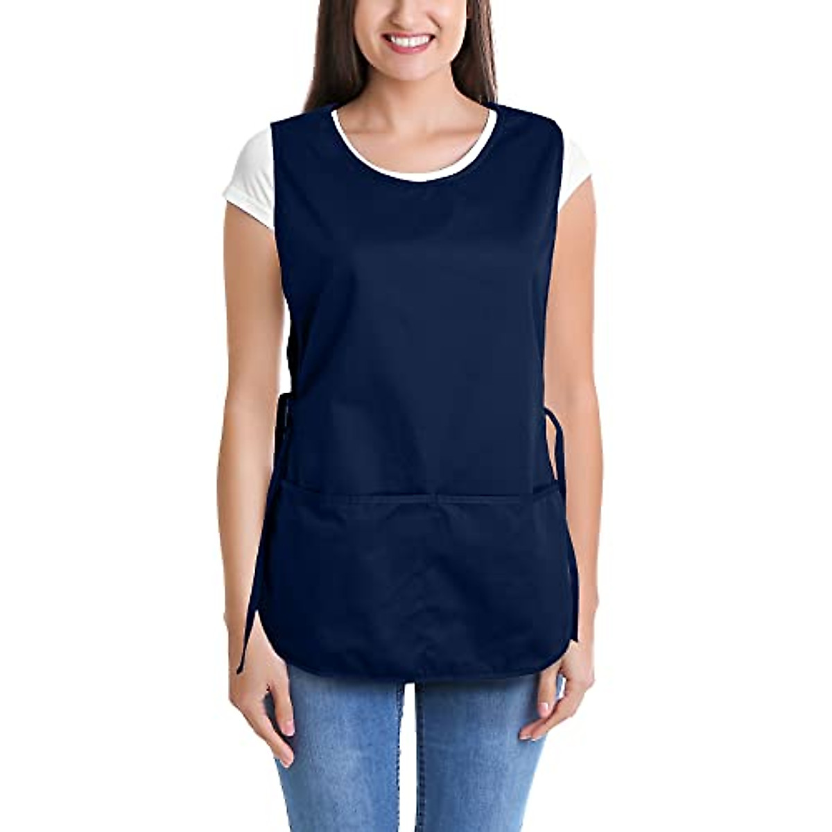 DALIX Cobbler Apron 2 Pockets Smock Chef 28.5" x 18.5" Poly Cotton Navy Blue