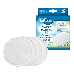Dr. Brown's Washable Breast Pads, 100% Cotton, 4 Pack