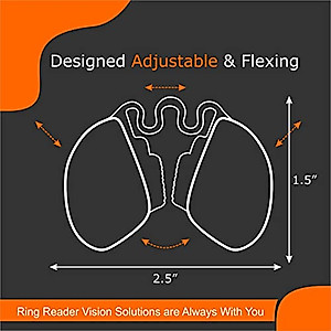 Cell Phone Ring Holder with Armless Reading Glasses | 360° Rotating Crystal Finger Ring for All Smartphones | 2.0 Diopters (Crystal, 2.5, diopters)