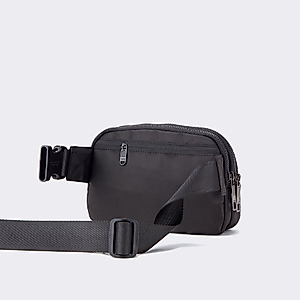Pander Everywhere Belt Bag for Women, 5 Zipper Pockets Nylon Crossbody Fanny Pack Purse (Black)