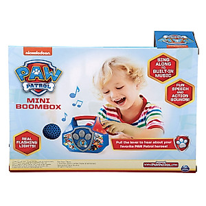 eKids Paw Patrol Toy Mini Boom Box, Built-in Music, Flashing Lights and Sound Effects, Lightweight Portable Musical Toy for Fans of Paw Patrol Toys and Gifts