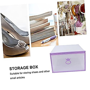 Amosfun 4pcs Box Plastic Shoe Storage Box Shoe Storage Cubes Sneaker Drawers Out Shoe Drawer Boot Drawer Shoes Clear Stackable Shoe Drawer Folding Shoe Rack Organizer Purple High Heel