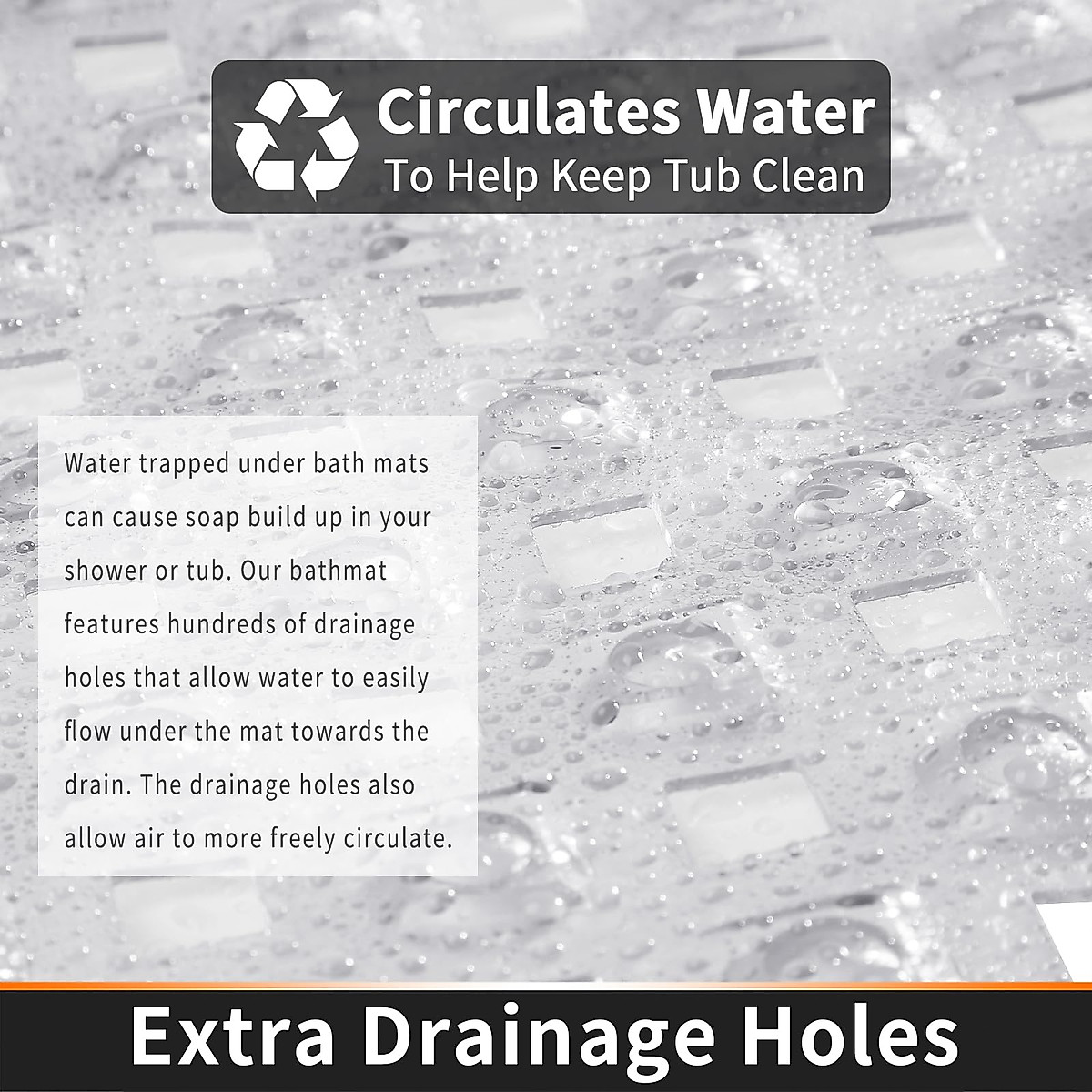 Yimobra Original Bath Tub and Shower Mat 27.5 X 15.5 Inches, Non-Slip with Drain Holes, Suction Cups, Machine Washable, Phthalate Free, No Latex, No BPA, Clear