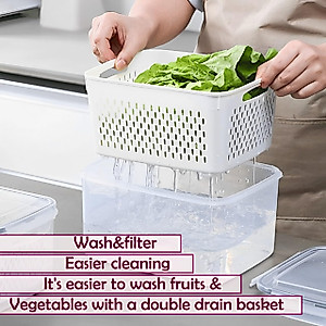 5 PCs Fruit Storage Containers for Fridge, Leakage Proof Fruit Storage Containers with Removable Colanders, Fruit Containers for Fridge with Lid, BPA-Free Produce Containers for Fridge