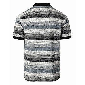 Gioberti Mens Club Stripe Polo Shirt - Short Sleeve, Regular Fit, Yarn Dye, Gray, Size 2XL