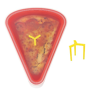 KEVJES 2-Pack Reusable Silicone Leftover Pizza Slice Storage Container with Air-tight Lids-BPA Free,Fits Single Slice up to 16”,Save Space,Refrigerator organizer(2 Red)