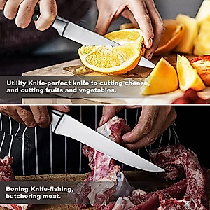 MAD SHARK Knife Set, Professional 5 Piece Kitchen Chef Knife Set, German High Carbon Stainless Steel Ultra Sharp Knives Sets, Ergonomic Handle Home Cooking Perfect Cutlery Set Gift