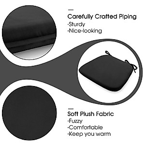 Basic Beyond Kitchen Chair Cushions Set of 4, U Shaped Memory Foam Chair Cushion with Ties, 17 x 16 inches Soft Plush Velvet Chair Pads for Dining Chairs(Black)