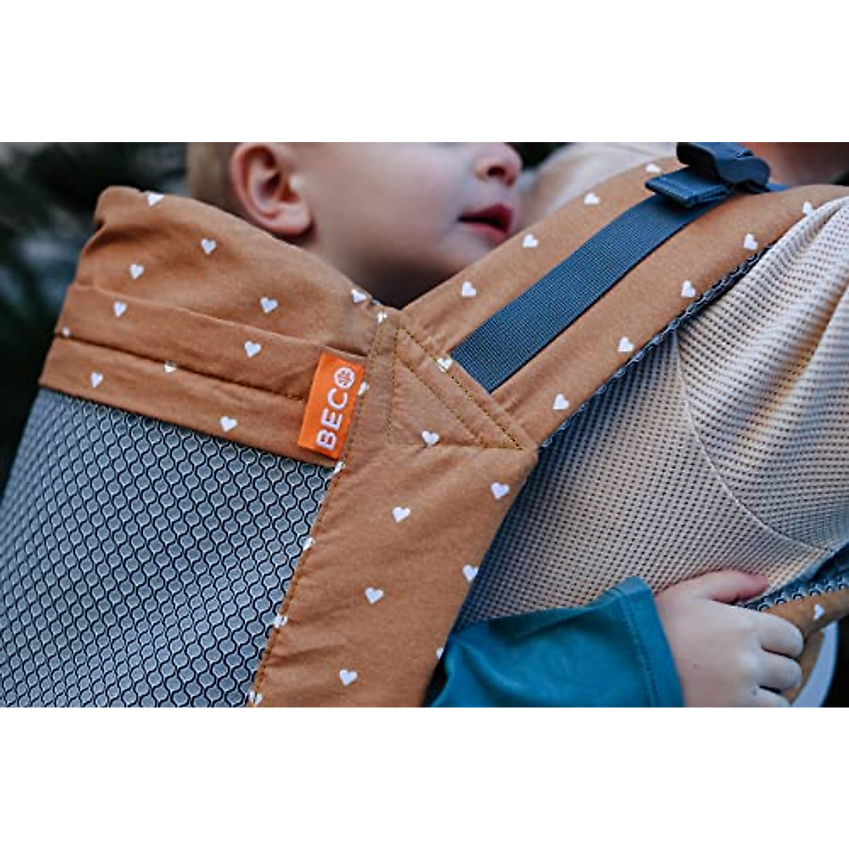 Beco Toddler Carrier with Extra Wide Seat - Toddler Carrying Backpack Style and Front-Carry - Lightweight & Breathable Child Carrier - Toddler Sling Carrier 20-60 lbs (Cool Brick Heart)