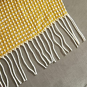 PHF Acrylic Waffle Weave Knit Throw Blanket 50 x 60 inches, Lightweight Soft Cozy Decorative Woven Blanket with Tassels for Couch, Bed, Sofa, Chair, Home Travel, Suitable for All Seasons, Ginger