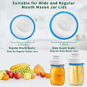 Mason Jar Sealer kit for FoodSaver Vacuum Sealer, Regular and Wide Mouth Mason Jar Vacuum Sealer Kit with Accessory Hose, Jar Sealer Attachment Compatible with All FoodSaver Vacuum Sealers