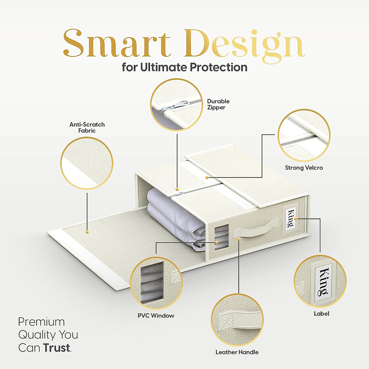 Luxury Lineup Bed Sheet Organizer 4 Pack, Foldable Linen Closet Organizers and Storage, Sheet Organizer Queen & King Size, Bedding Storage Box for Bedsheets, Duvet Covers and Pillow