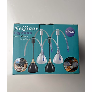 Neijiaer Fly Fans for Tables, Practical Fly Repellent Fan with Soft Blades, USB or Batteries Powered, Soundless and Portable Fly Fan Keeps Your Food Clean(4 Pack)