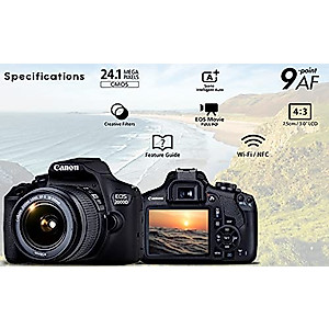Canon EOS 2000D / Rebel T7 DSLR Camera with 18-55mm Lens, Creative Filter Set, EOS Camera Bag, Sandisk Ultra 64GB Card, 6AVE Electronics Cleaning Set, and More (International Model) (Renewed)