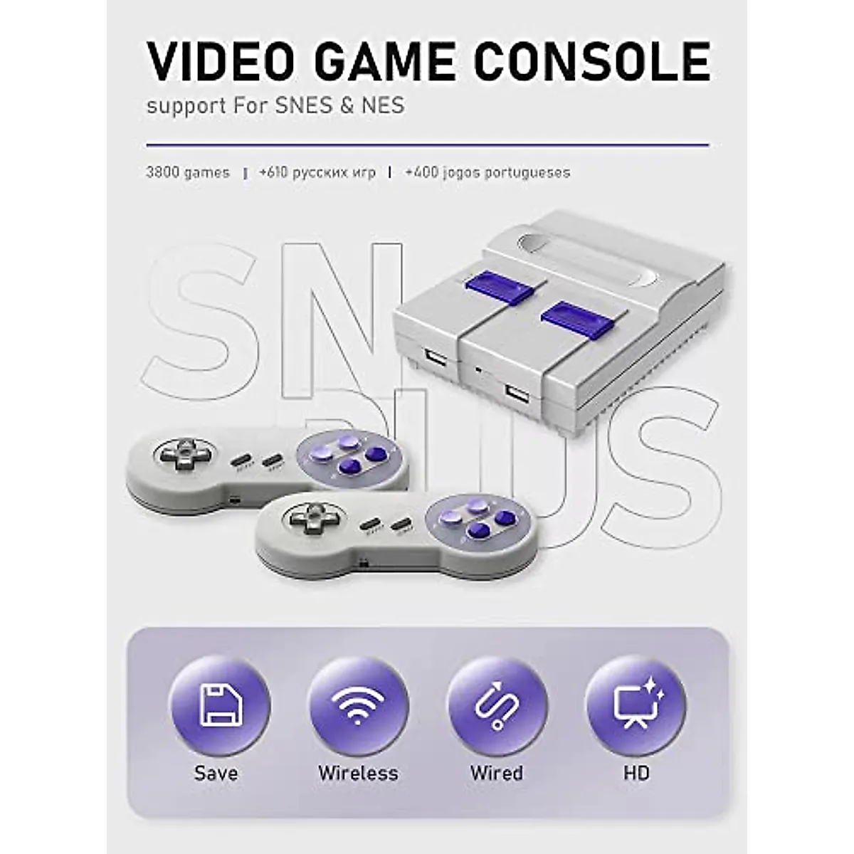 Super Classic Retro Game Console,4K HDMI Video Game System with Built in 2000+ Old School Classic Games and Dual Game Controllers Wireless,Support TF Card and Plug and Play.
