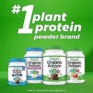 Orgain Organic Vegan Protein Powder, Vanilla Bean - 21g Plant Based Protein, Gluten Free, Dairy Free, Lactose Free, Soy Free, No Sugar Added, Kosher, For Smoothies & Shakes - 1.02lb