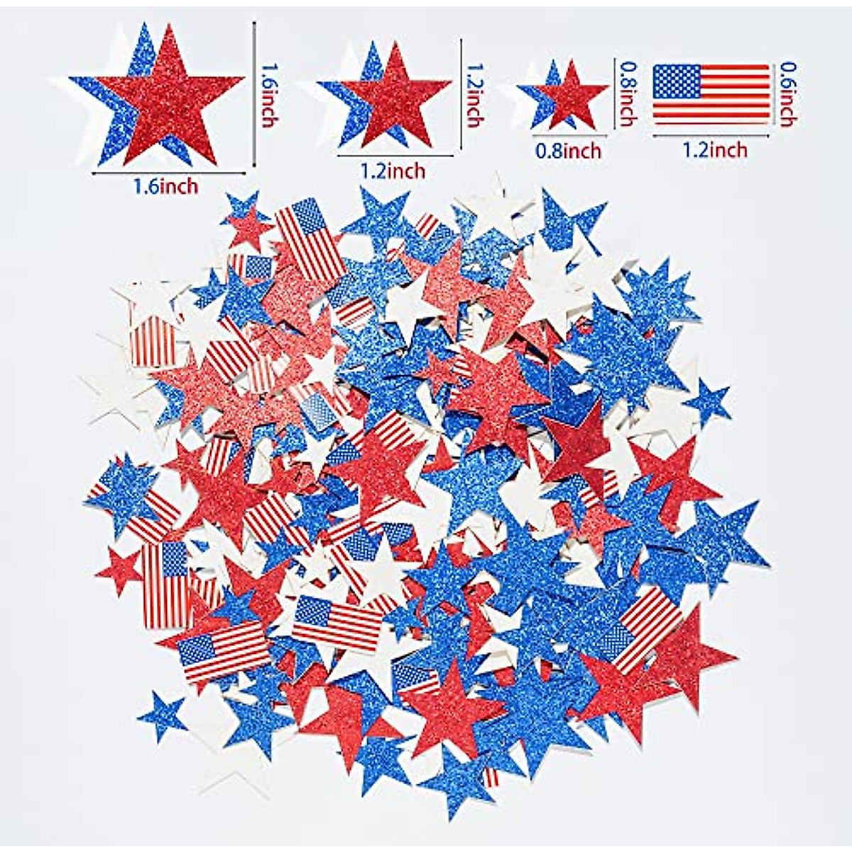 Winnwing Independence Day Patriotic American Flag with Glitter Star Table Scatter Confetti Decor for 4th of July National Memorial Presidents Birthday Party Blue,white,red