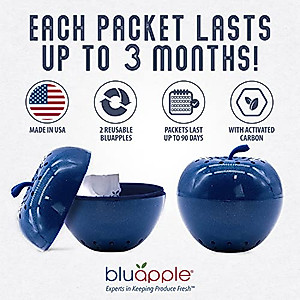 Bluapple Produce Freshness Saver Balls With Carbon - Extend Life Of Fruits And Vegetables by Absorbing Ethylene Gas - Keeps Produce Fresher Longer And Also Absorbs Odors From The Refrigerator