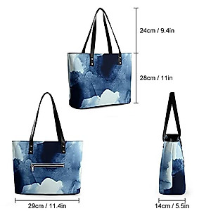 Womens Handbag Blue Texture Leather Tote Bag Top Handle Satchel Bags For Lady