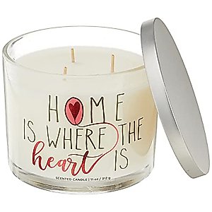 Aromascape PT41417 "Home is Where the Heart Is" 3-Wick Scented Candle (Brown Sugar Pecan, Cinnamon Bark, and Nutmeg), 11-Ounce , White