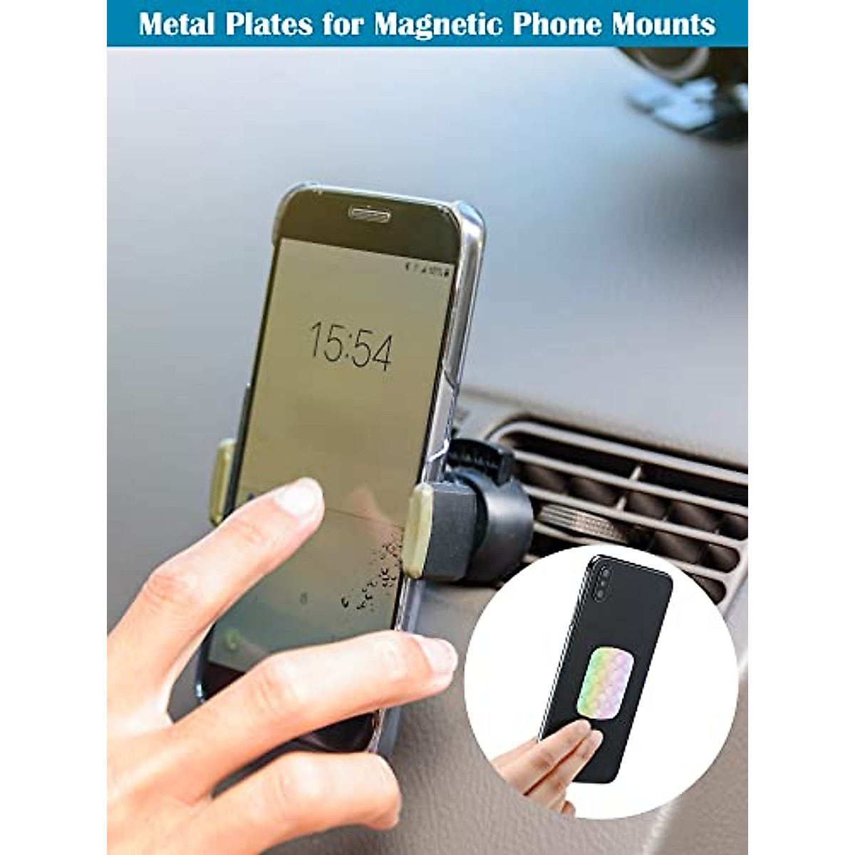 24 Pieces Mount Metal Plate for Phone Car Magnetic Mount Disc Universal Metal Plate Adhesive Sticker Replacement Magnet Patch for Magnetic Car Mounts Cell Phone Tablet Holder (Flower Squama Style)