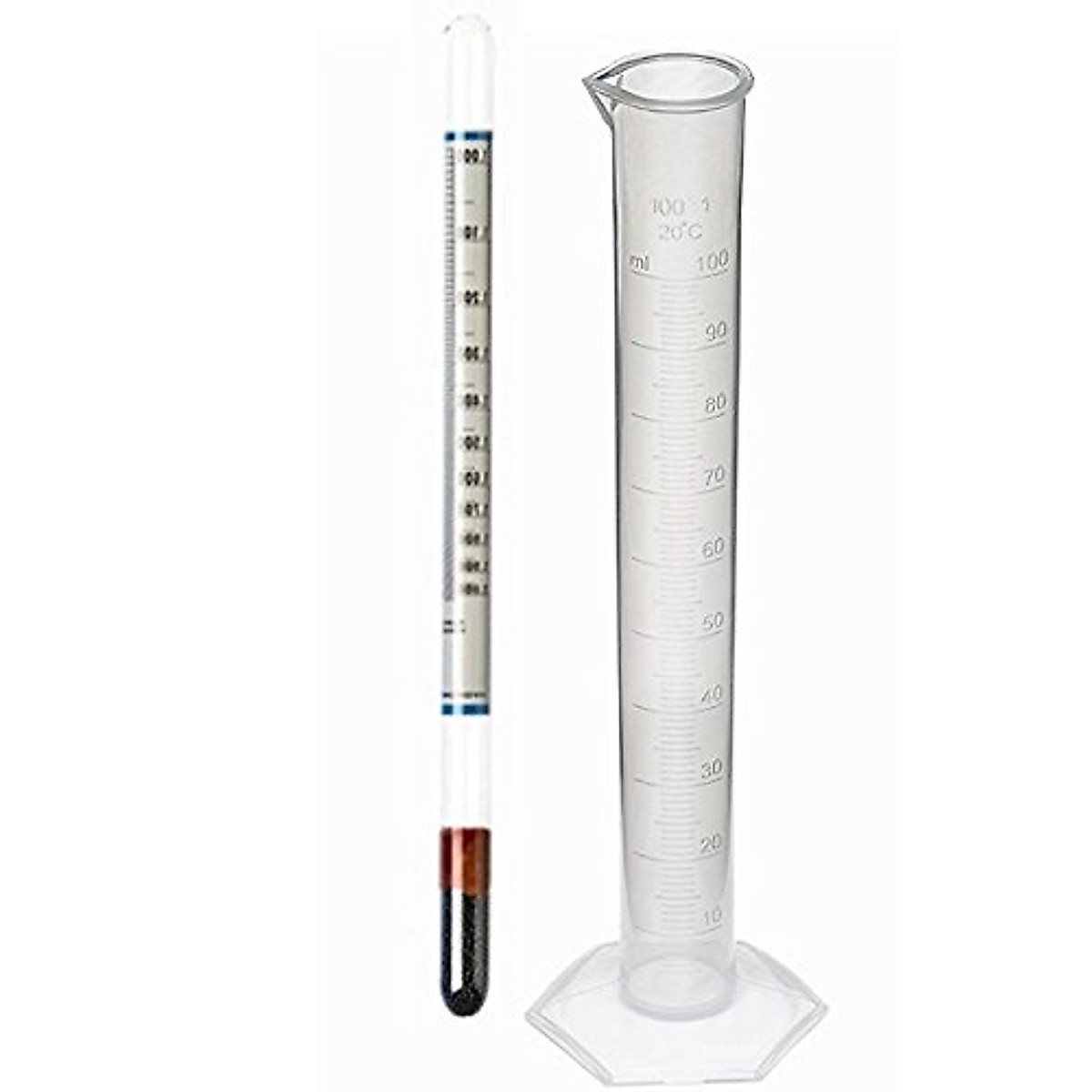 Specific Gravity Hydrometer 1.000-2.000 Dual Scale, by FEC Source. Test Flotation Solution for Fecal Egg Count, Worm Egg Flotation, Measure Liquid for Parasite Egg Flotation.100ml Test Tube Included