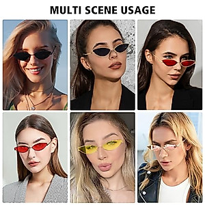 MEETSUN Retro Vintage Small Cat Eye Sunglasses For Women Men Narrow Small Oval Glasses Petals Shape Curved Temple Design - Black/Grey