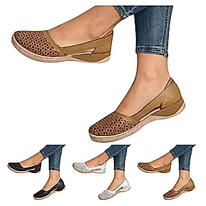 KHIIen Women's Peep Toe Bow Straps Slingback Cut Out Espadrilles Platform Wedge Sandals