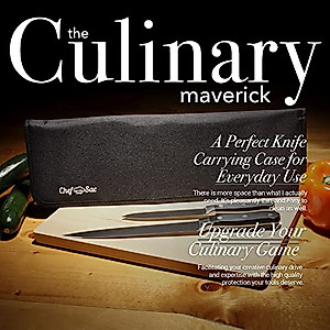 Chef Knife Bag Travel Folder Knife Case | 4 Pockets for Knives & Kitchen Tools | Special Slot for Honing Rod | Camp Chef Accessories | Durable Knife Holder for Chefs & Culinary Students (Black)