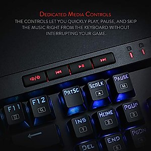 Redragon K580 VATA RGB LED Backlit Mechanical Gaming Keyboard with Macro Keys & Dedicated Media Controls, Onboard Macro Recording (Blue Switches)