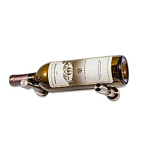 VintageView Vino Pins – Metal Wall Mounted Wine Bottle Rack for Drywall or Wood Surfaces - Stylish Modern Wine Storage with Label Forward Design (Gunmetal, 1 Bottle)