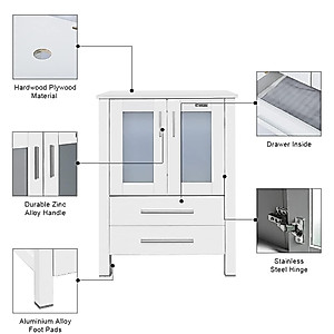 eclife 48" Modern Bathroom Vanity Sink Combo White W/Small Side Cabinets White Rectangle Ceramic Vessel Sink & Water Save Faucet & Pop Up Drain (T03)