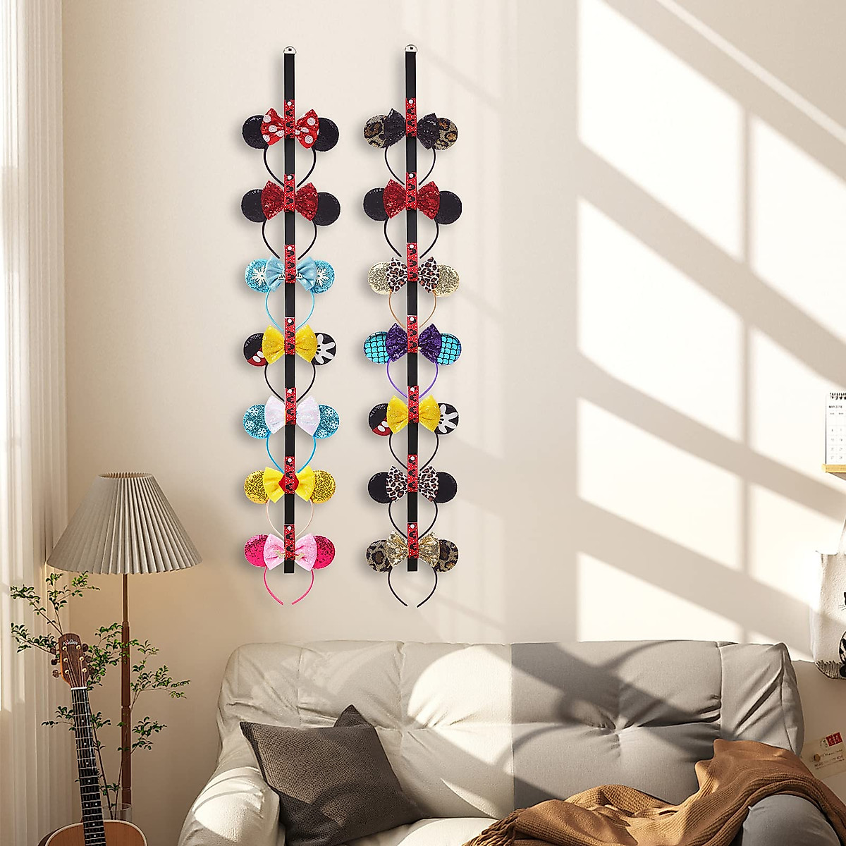 2Pcs Mouse Ears Headband Holder Polka Dot Hanging Wall Display Decor Vertical Headpiece Organizer Hair Bow Accessories Hanger Holder