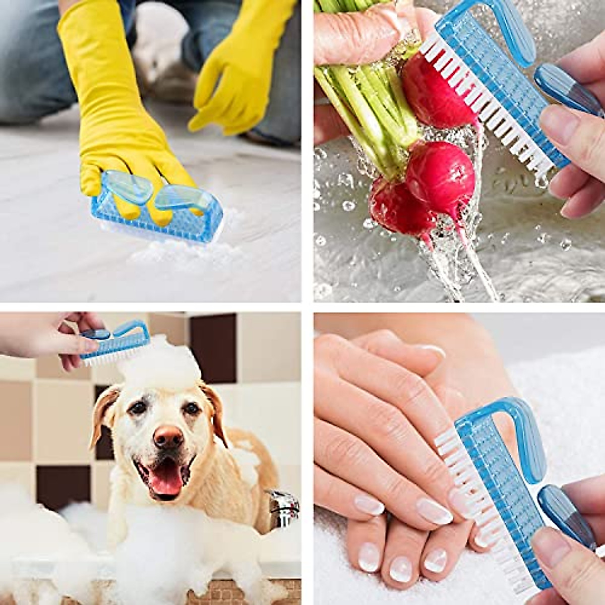 Handle Grip Nail Brush, Hand Fingernail Scrub Cleaning Brushes for Toes and Nails Cleaner, Pedicure Scrubbing tool kit for Men and Women 10 Pack (Multicolor)