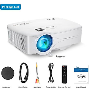 Laptop WiFi Projector Computer Portable Projector 1080P 7500L Video Movie Outdoor Home Cinema HDMI Multimedia 120" Keystone Correction Compatible with Smartphone EXCEL PPT iOS Android （White）
