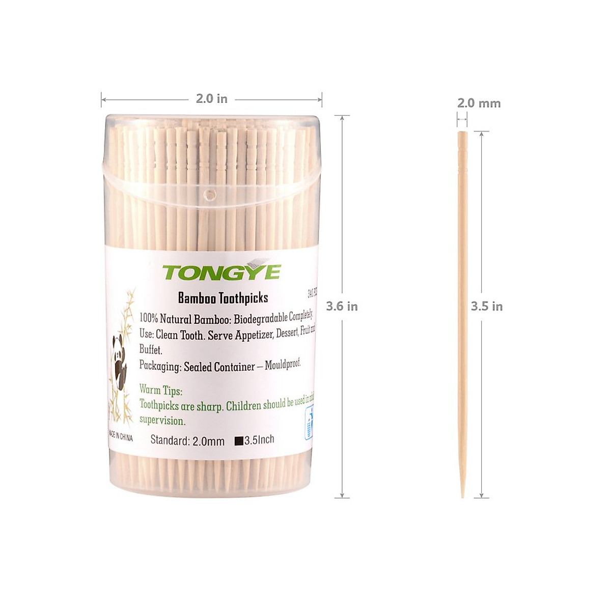 Tongye Banboo Forks 3.5 inch 110 Pcs & Bamboo Toothpicks 3.5 inch 340 Pcs