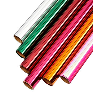 6 Rolls Transparent Colored Cellophane Wrap for Gift Wrapping, 6 Colors (17 Inches x 10 Feet)