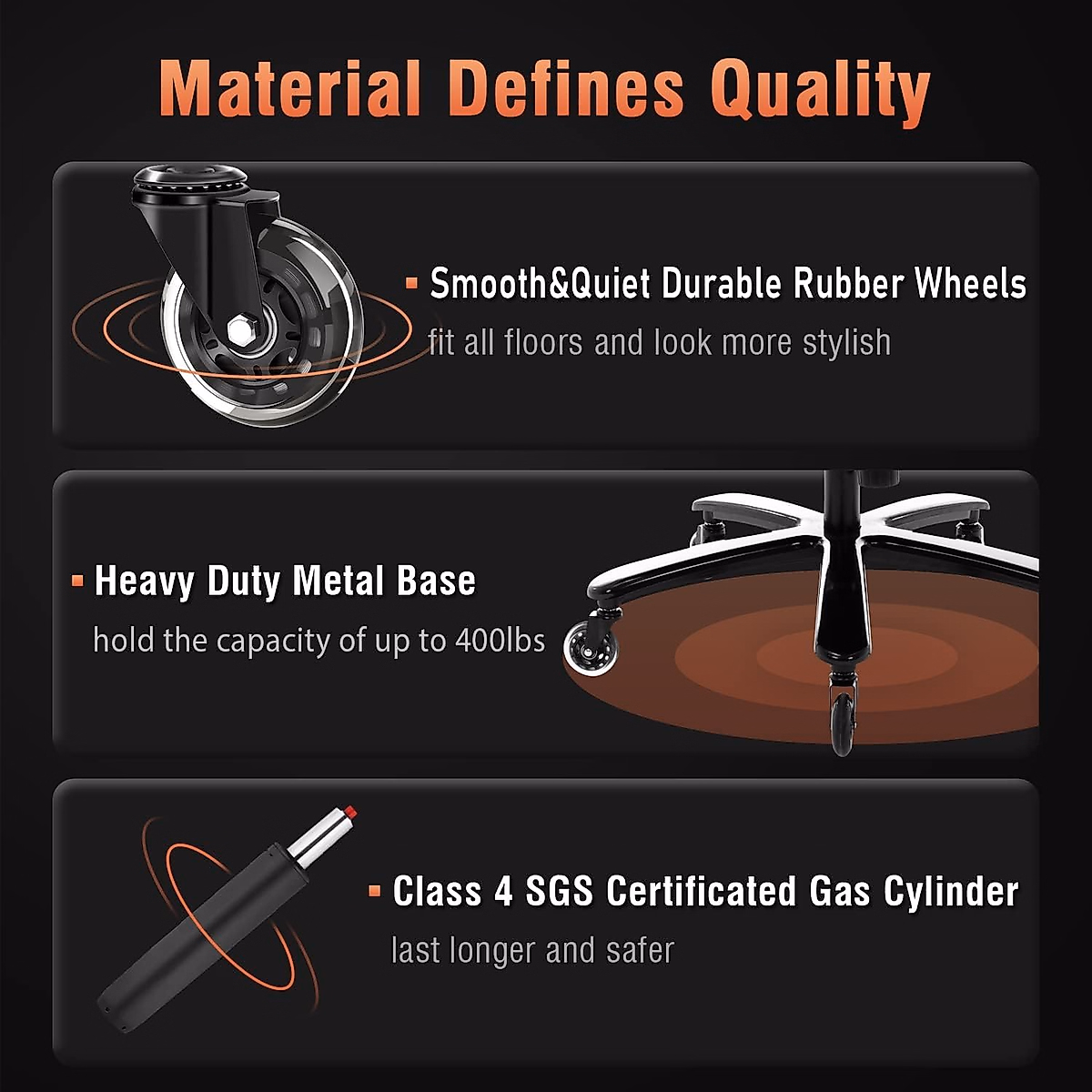 Big and Tall 400lbs Office Chair - Adjustable Lumbar Support Heavy Duty Metal Base Quiet Rubber Wheels High Back Large Executive Computer Desk Swivel Chair, Ergonomic Design for Back Pain, Beige