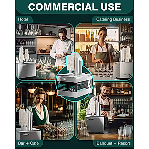 WantJoin Wine Glass Polisher Machine - 2 Brushes 250 Cups/Hour Commercial Electric Automatic Dryer with 304 Stainless Steel, 100% Cotton, 1150W High Power, 140°F Air Drying for Bar Restaurant Kitchen