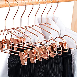 10Pack Koobay 13" Rose Copper Gold Shiny Metal Wire Top Clothes Hangers With Clips for Shirts Coat Storage & Display