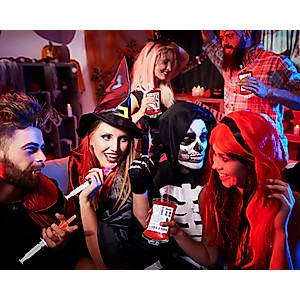 Perthlin 49 Pcs Halloween Blood Iv Bags for Drinks Halloween Blood Iv Bags for Party Supplies, Reusable Blood Drink Pouches with Syringe and Clips for Vampire Zombie Nurse Graduation Party Decoration