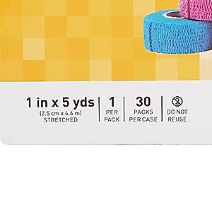 McKesson Cohesive Bandages, Non-Sterile, Latex-Free, Multi-Color, 1 in x 5 yd, 1 Count, 30 Packs, 30 Total